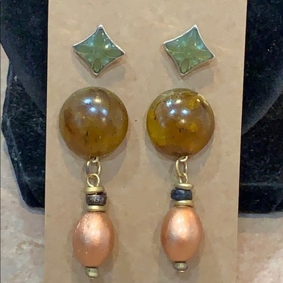 Jewelry | 525 8s Enamel Drop Dangle Stud Wood Bead | Poshmark